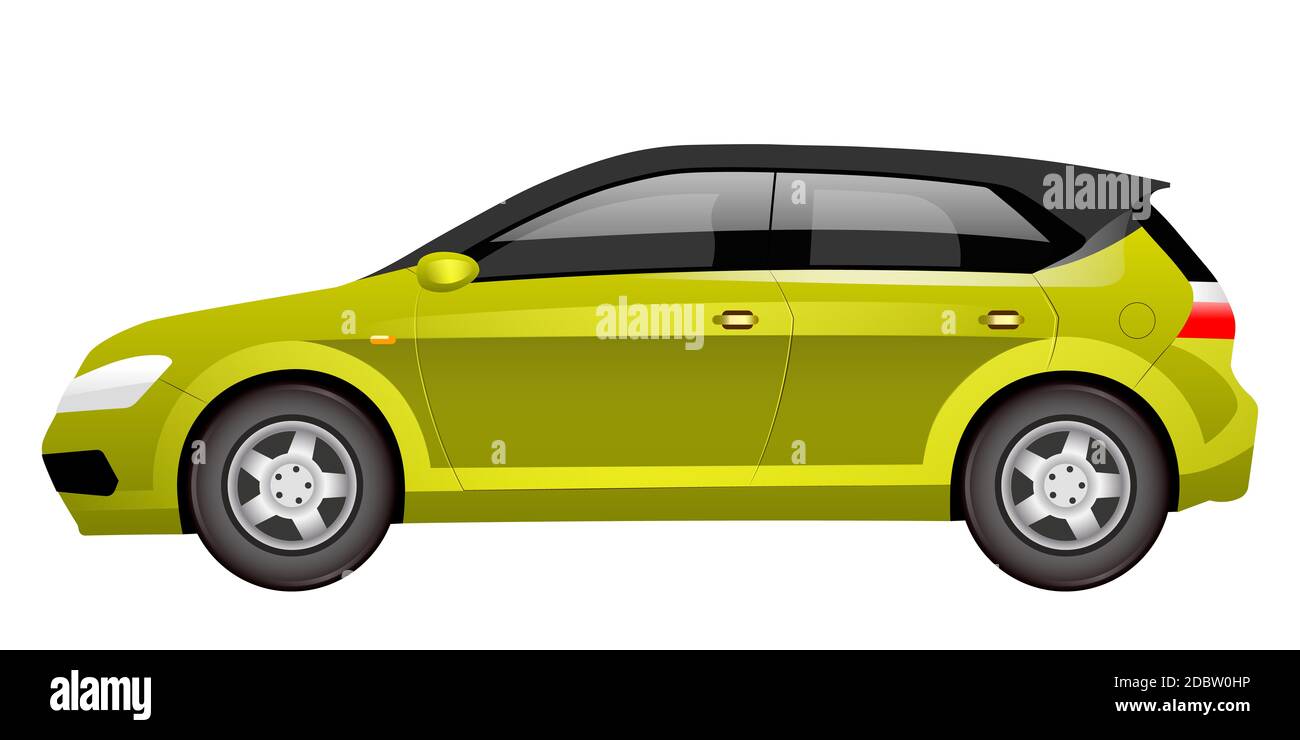 Green hatchback cartoon vector illustration. Family friendly vehicle ...