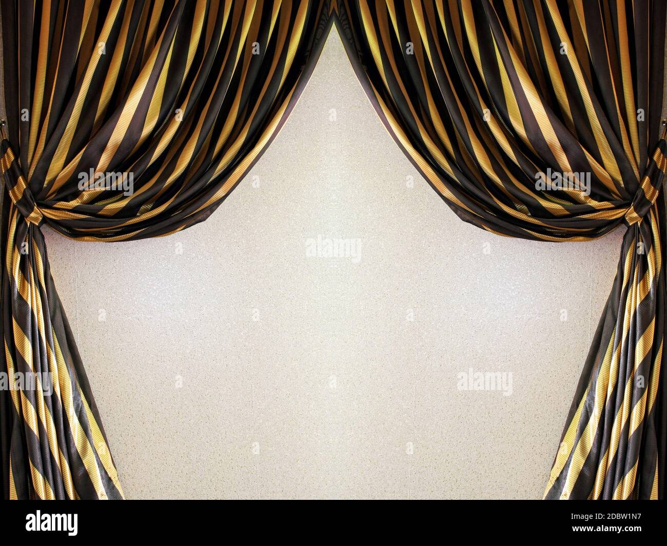 Nice curtains background decor with gold color Stock Photo - Alamy