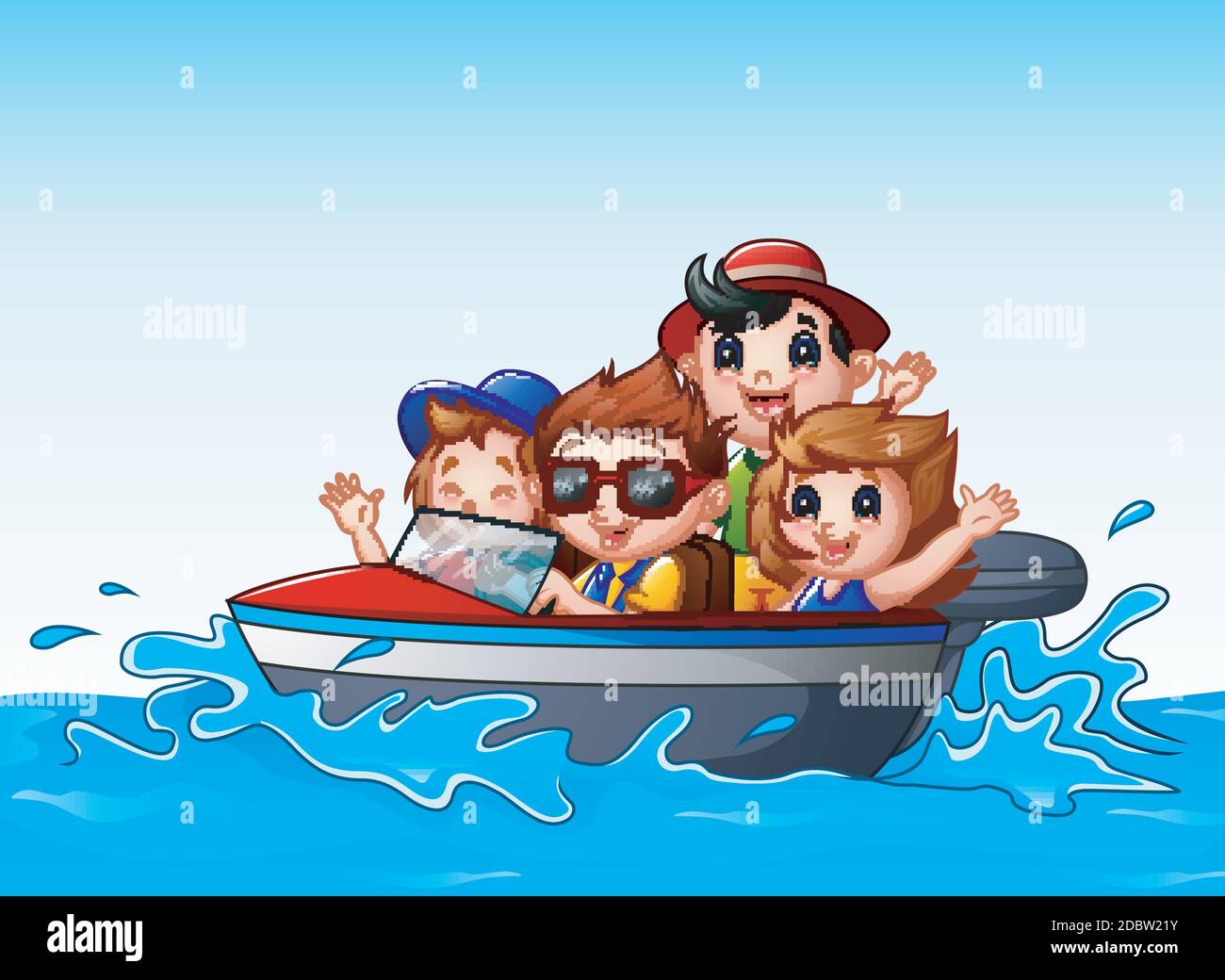 Boy male boating boat Stock Vector Images - Alamy