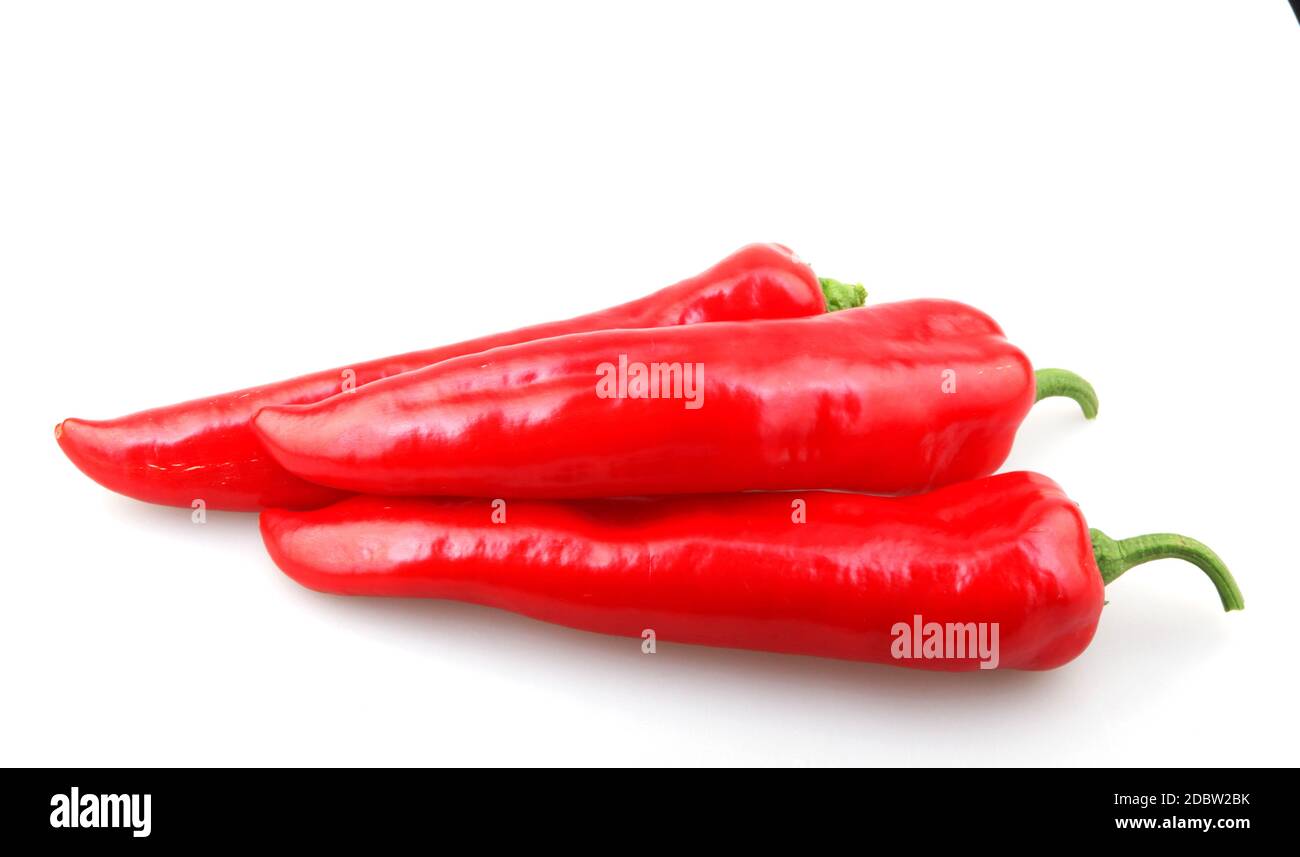 Close-Up Of Red Chili Pepper Against White Background Stock Photo - Alamy