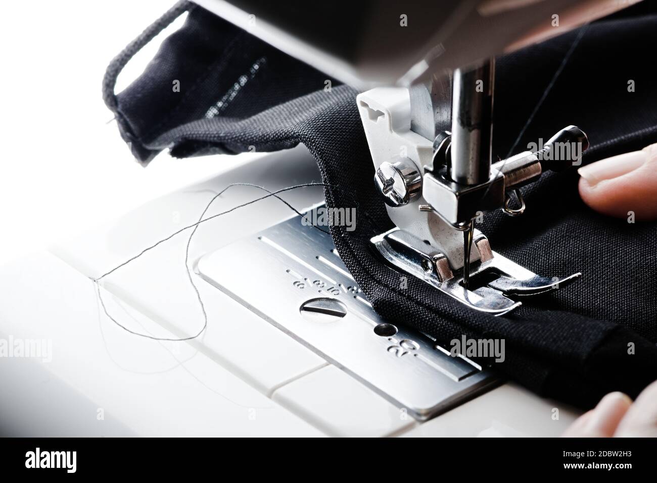 Stitching of a face covering seam. Homemade using a sewing machine from ...