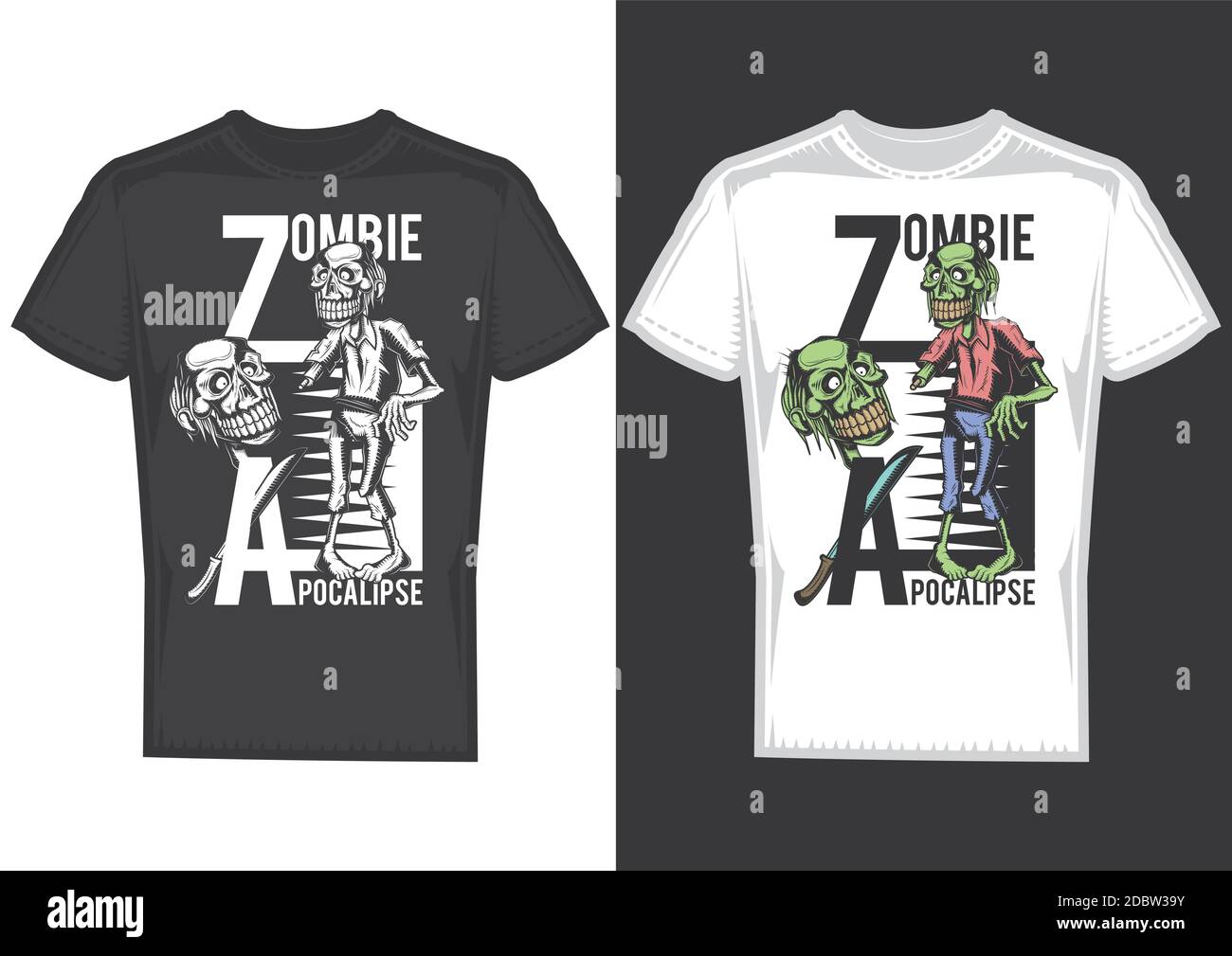 T-shirt design samples with illustration of zombies Stock Vector Image ...