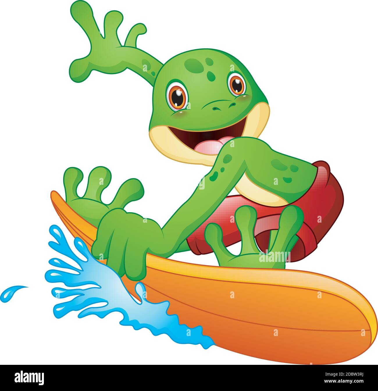 Vector illustration of Cartoon frog surfing Stock Vector Image & Art ...