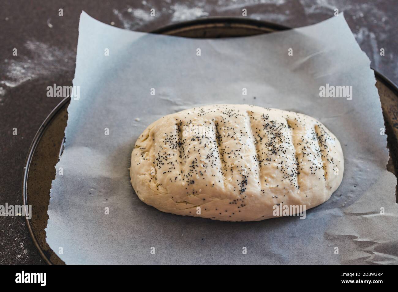 simple food ingredients concept, homemade australian damper bread ...