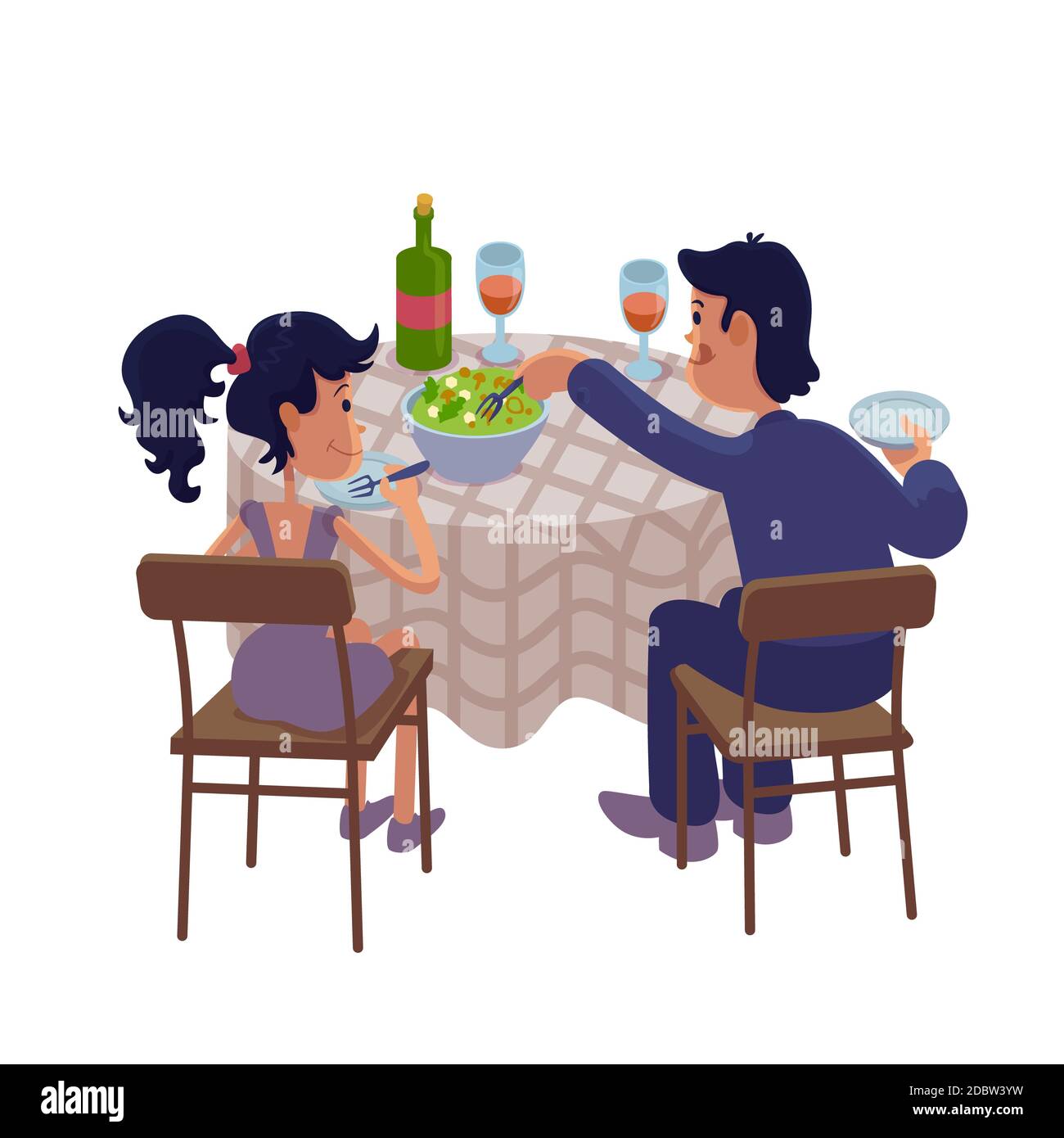 Cartoon Couple At Dinner