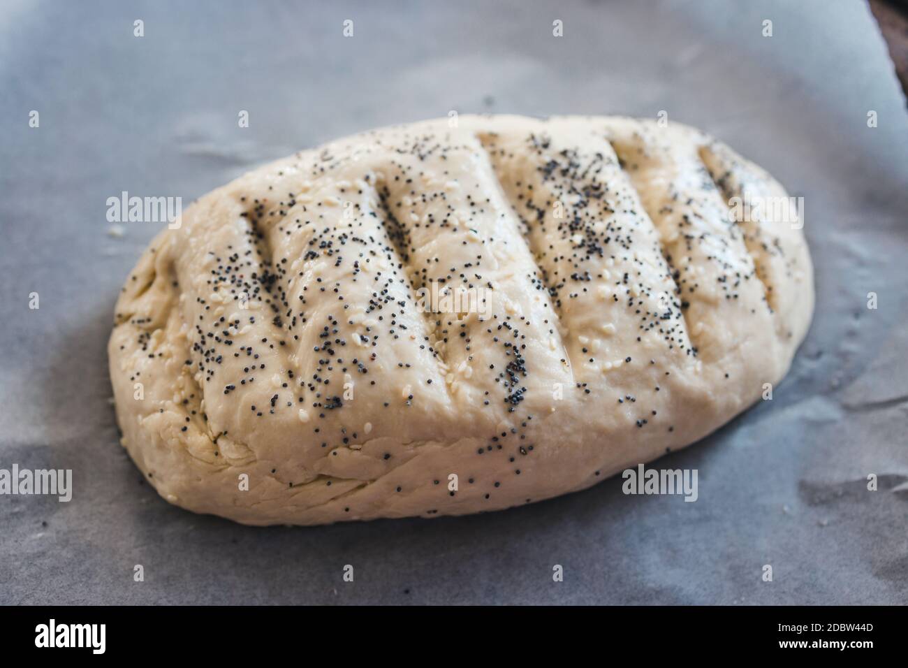 simple food ingredients concept, homemade australian damper bread ...