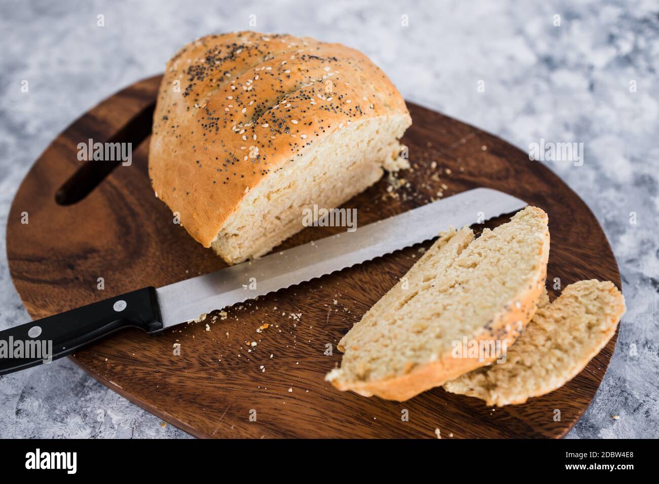 simple food ingredients concept, homemade australian damper bread ...