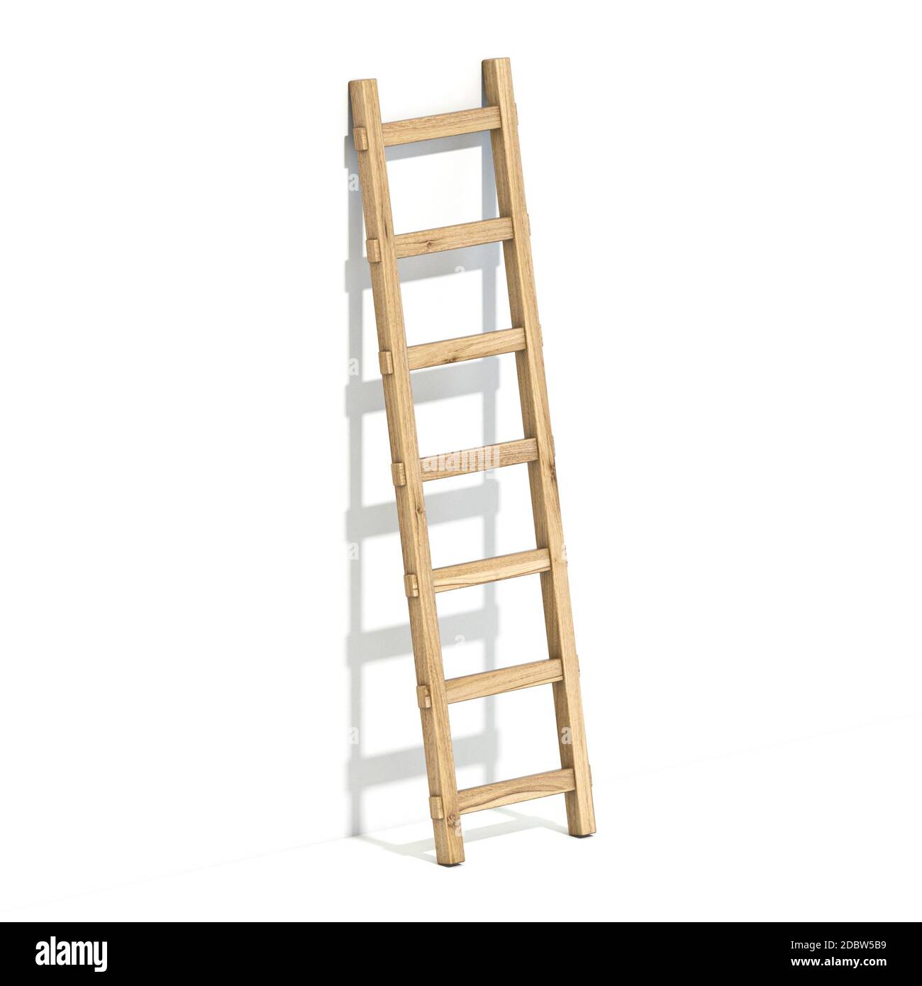Wooden ladder 3D render illustration isolated on white background Stock ...