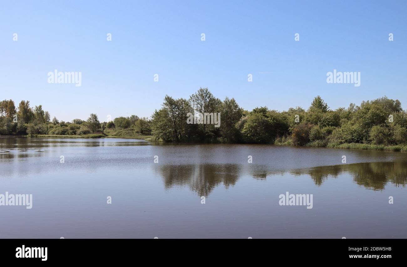 Lake in Europe, summer countryside natural landscape Stock Photo - Alamy