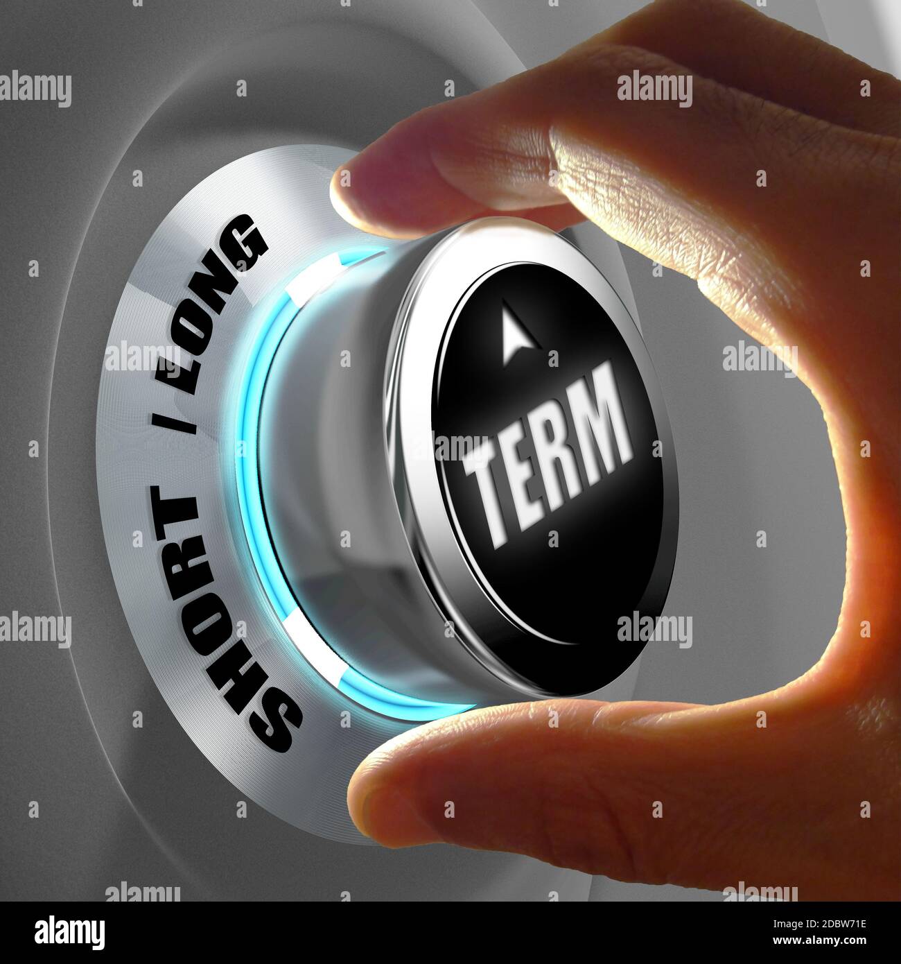 Hand selecting between short and long term. Concept of length of the ...