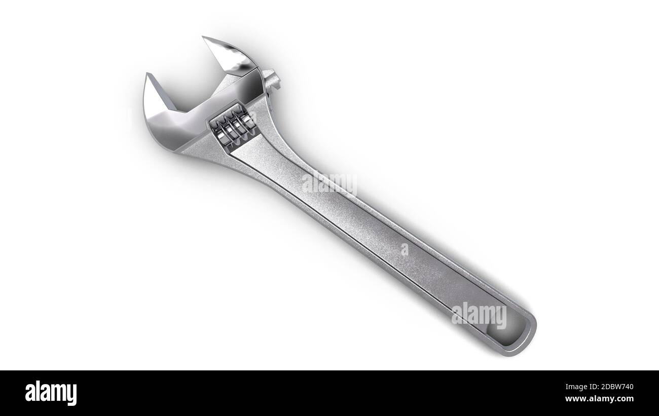 Adjustable wrench tool. Top view. 3D Rendering Stock Photo - Alamy