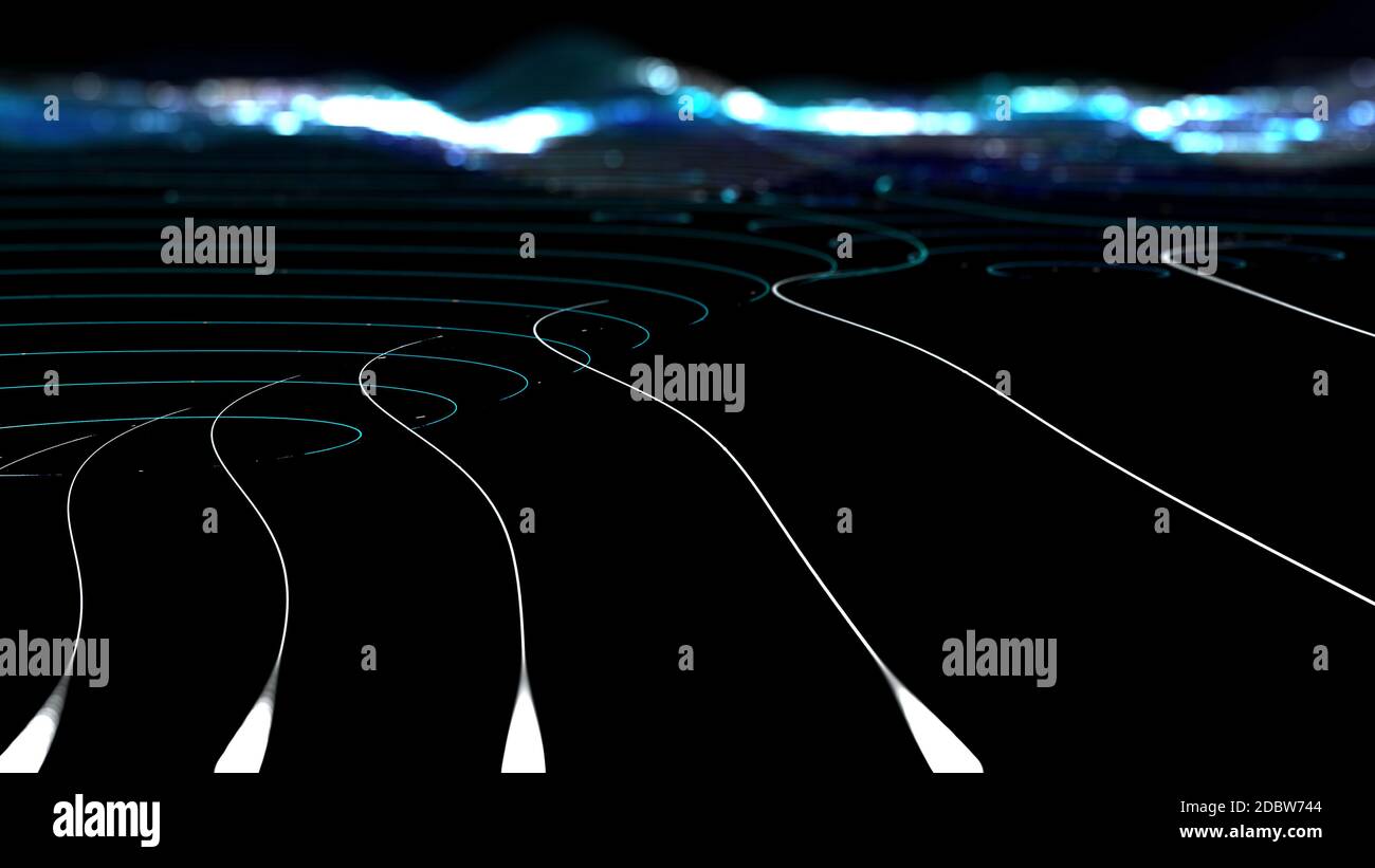 Parallel curves describing several roads. Abstract background. 3D ...