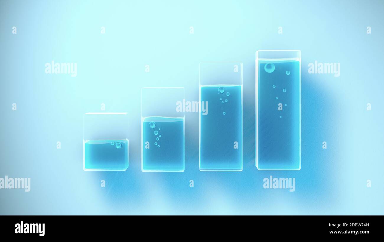 Several containers with different liquid levels. Concept illustration ...