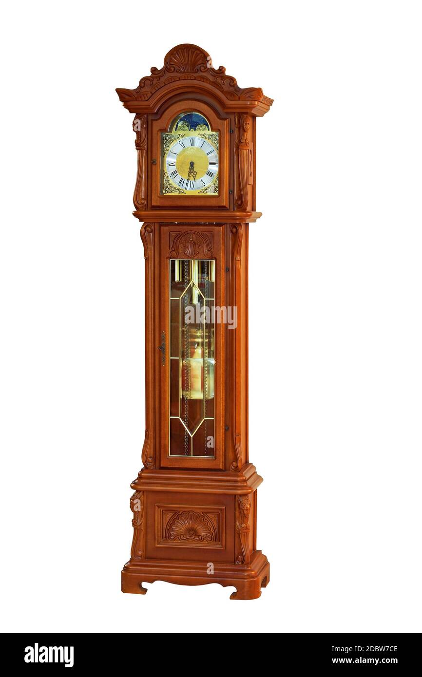 Big grandpa clock isolated included clipping path Stock Photo - Alamy