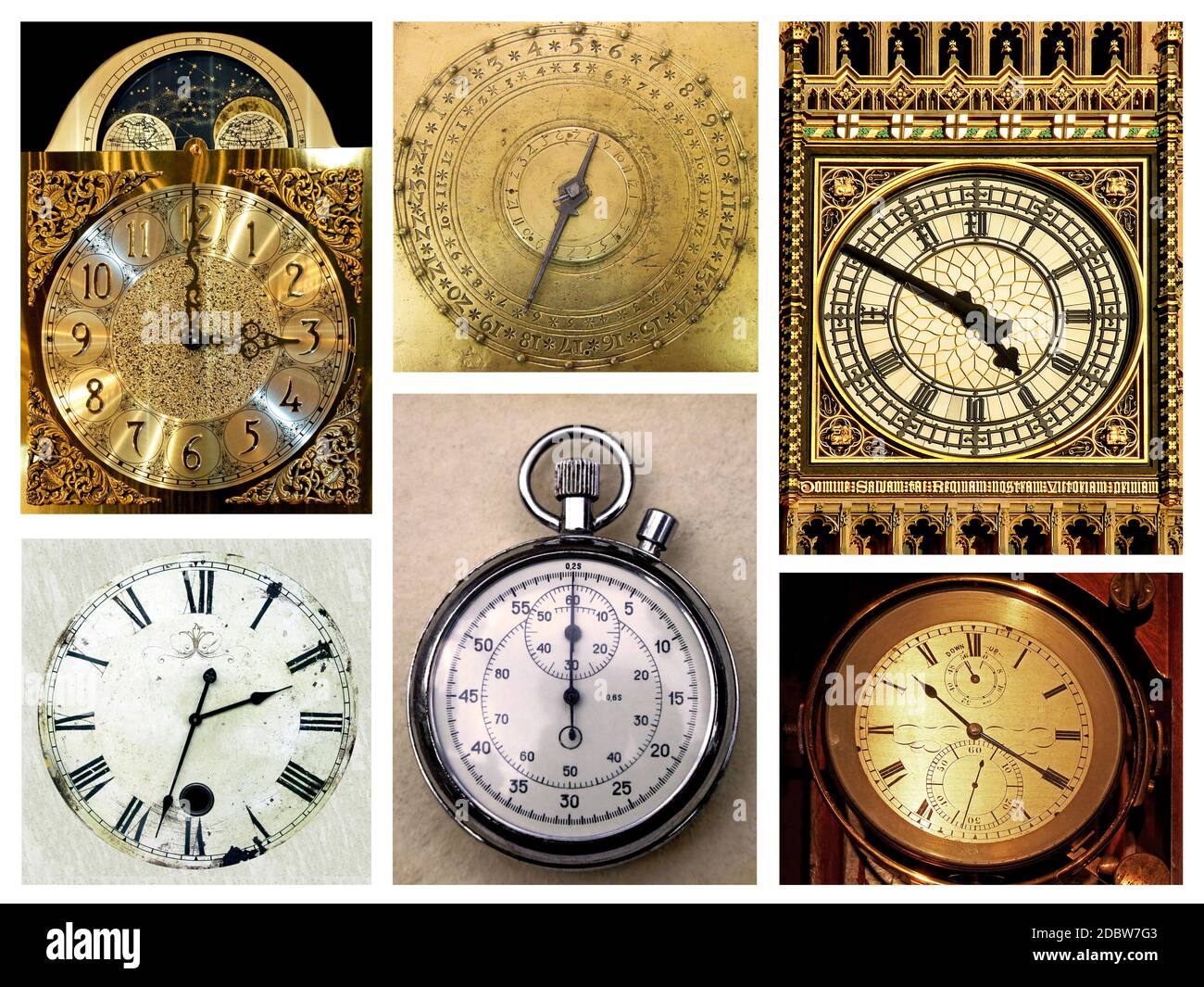 Bunch of different clocks isolated on white Stock Photo - Alamy