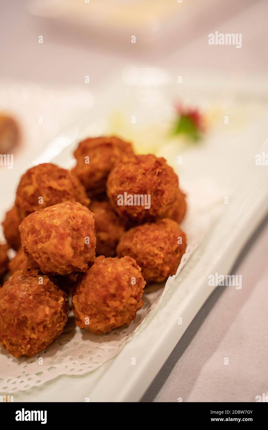 Fried meatballs, traditonal Beijing cuisine in China Stock Photo - Alamy