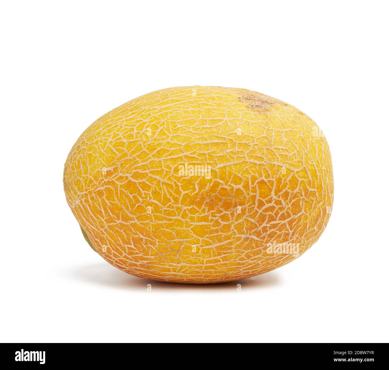 round yellow ripe melon isolated on white background, close up Stock ...