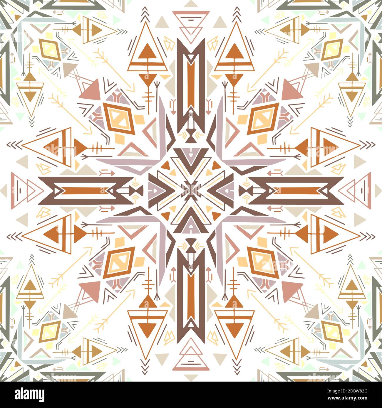 Seamless tribal native texture. Flat colorful tracery drawing on a ...
