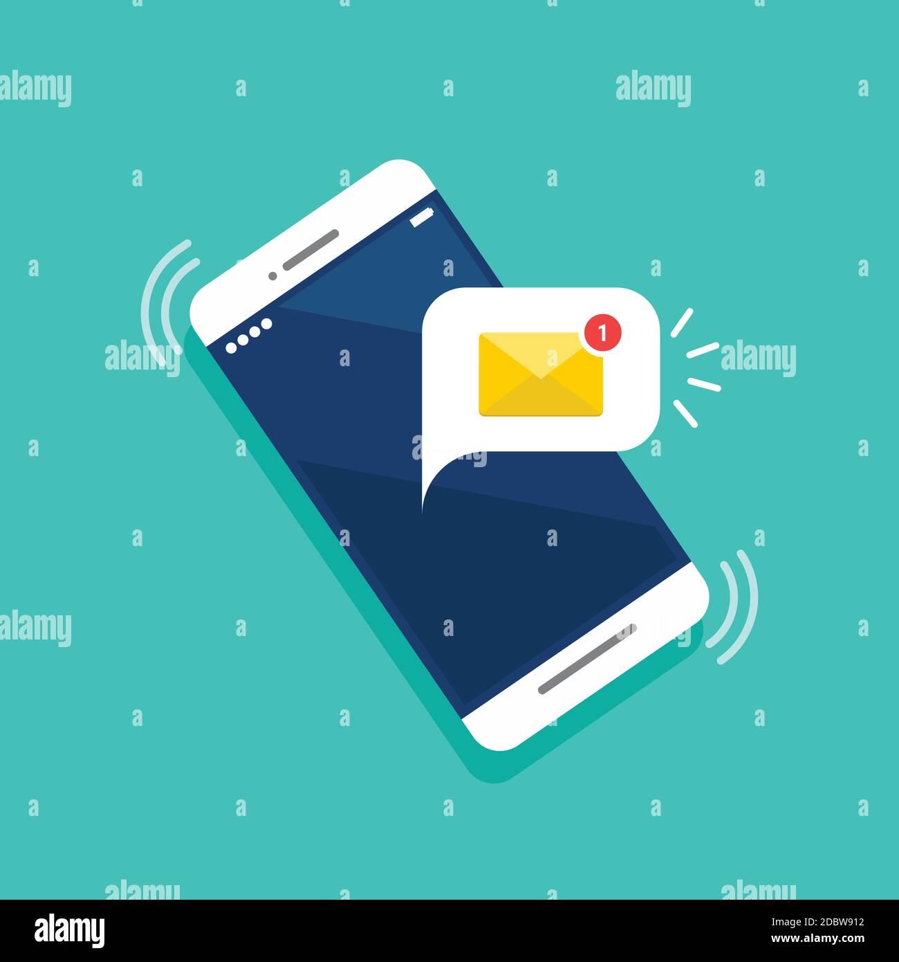 New email notification on the smartphone screen. Vector illustration ...