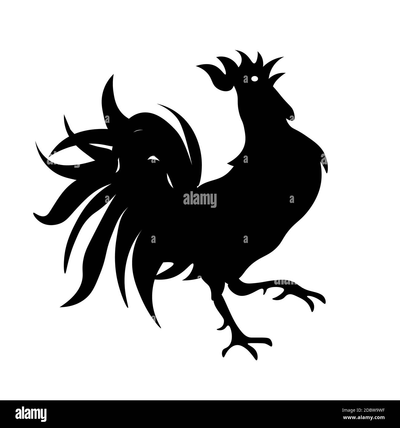 Black and white drawing of a rooster. Isolated vector illustration ...