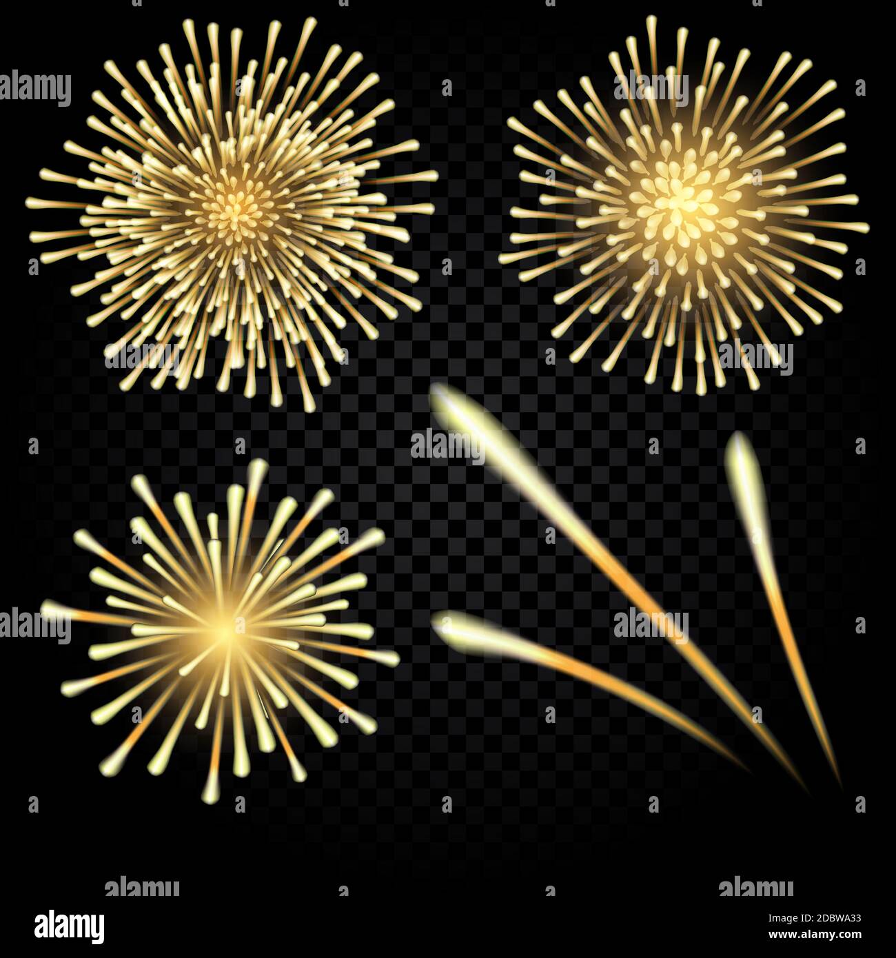 Celebratory bright fireworks on gradient background. Vector ...