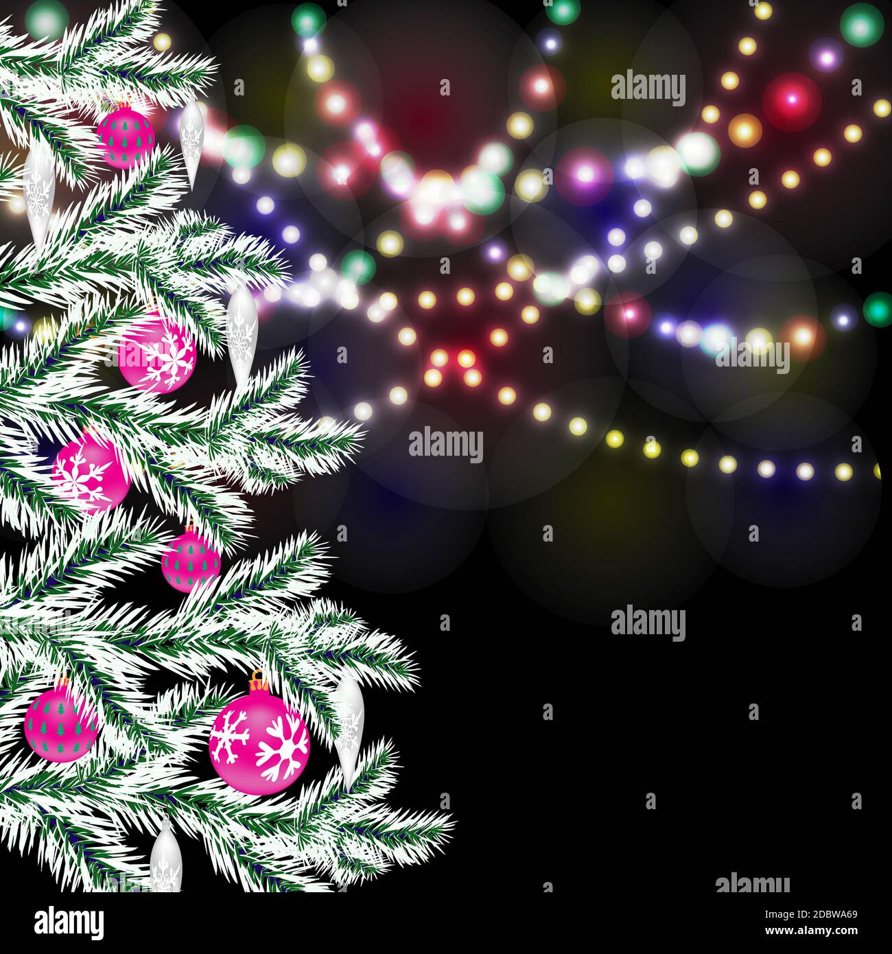 Fancy Christmas tree. Bright festive lights. Vector illustration Stock ...