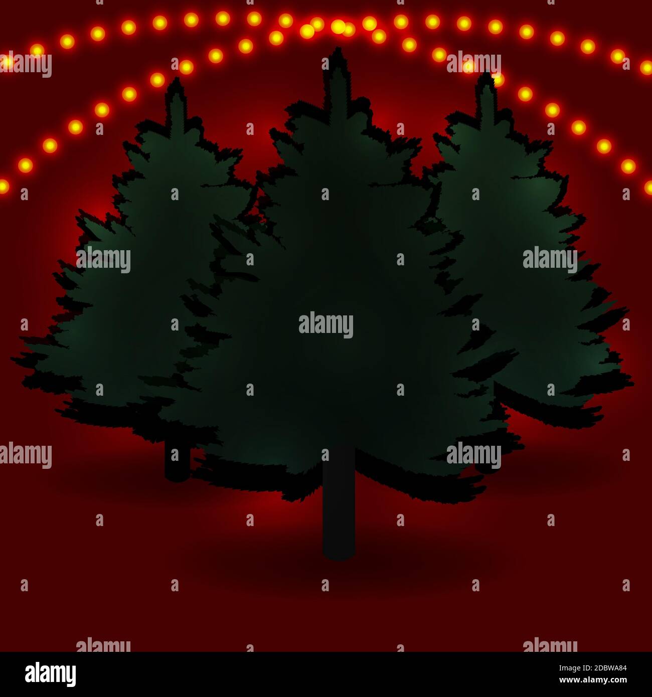 Three fir tree and their shadows for advertising and announcements ...