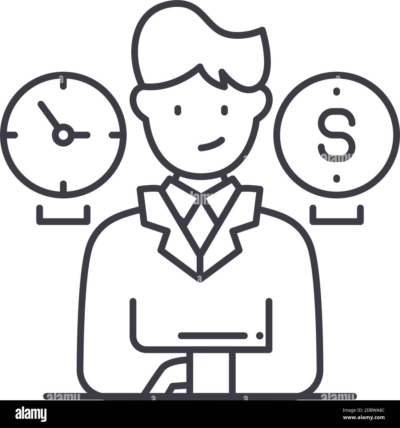 Time efficiency icon, linear isolated illustration, thin line vector ...