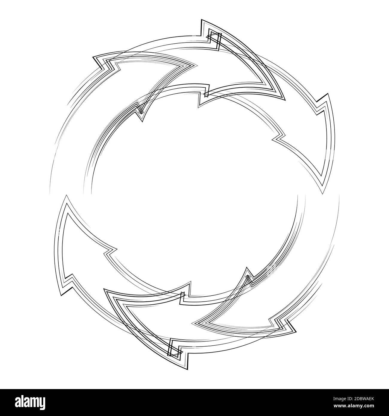 Round frame made of dashed arrows. Separation object. Vector outline ...