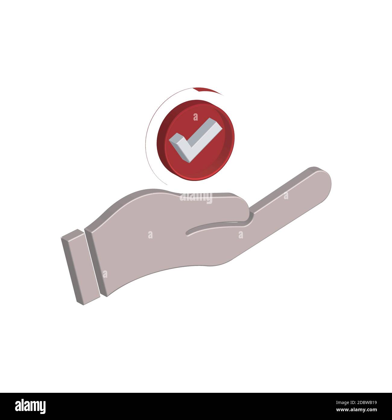 Hand icon 3d with check mark. Design vector illustration Stock Vector ...