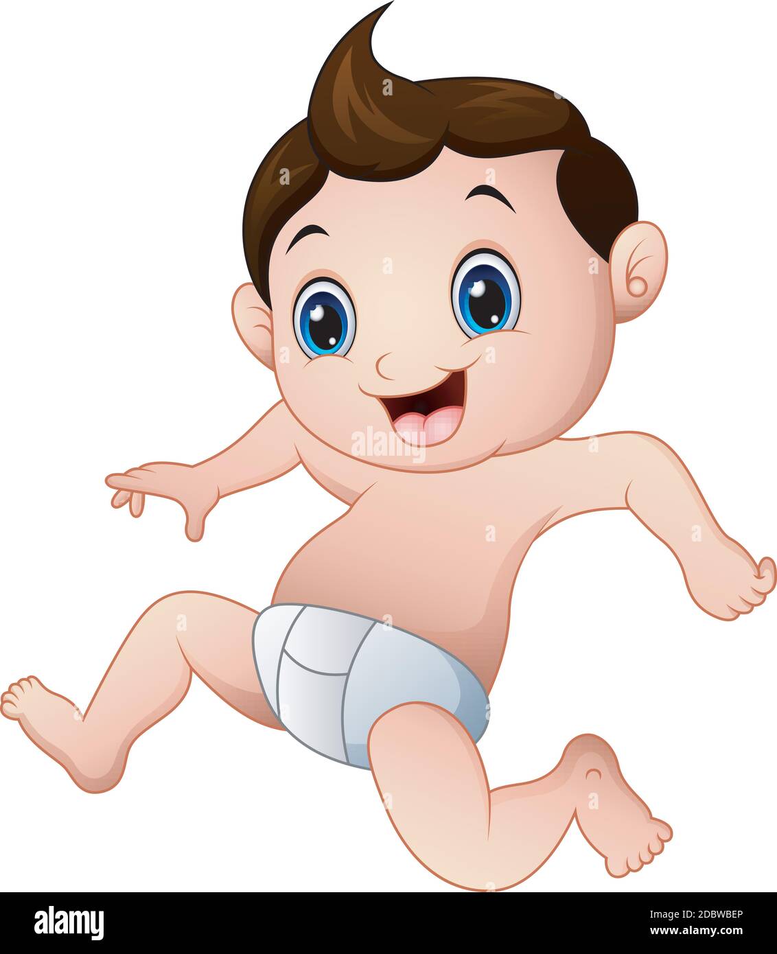 Vector illustration of Baby in diaper jumping Stock Vector Image & Art ...