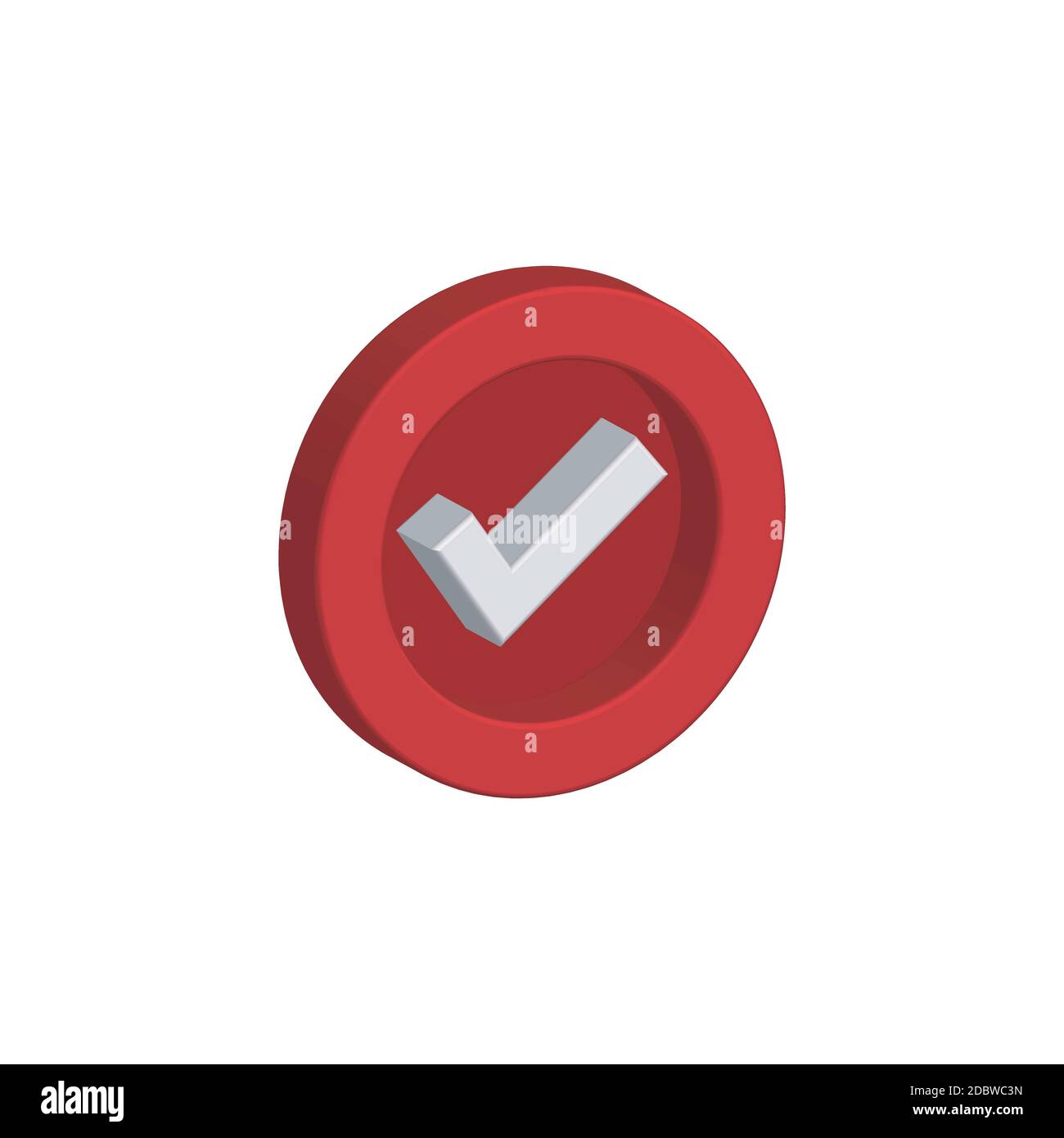 Check mark icon 3d. Checked icon or correct choice sign in round shape ...