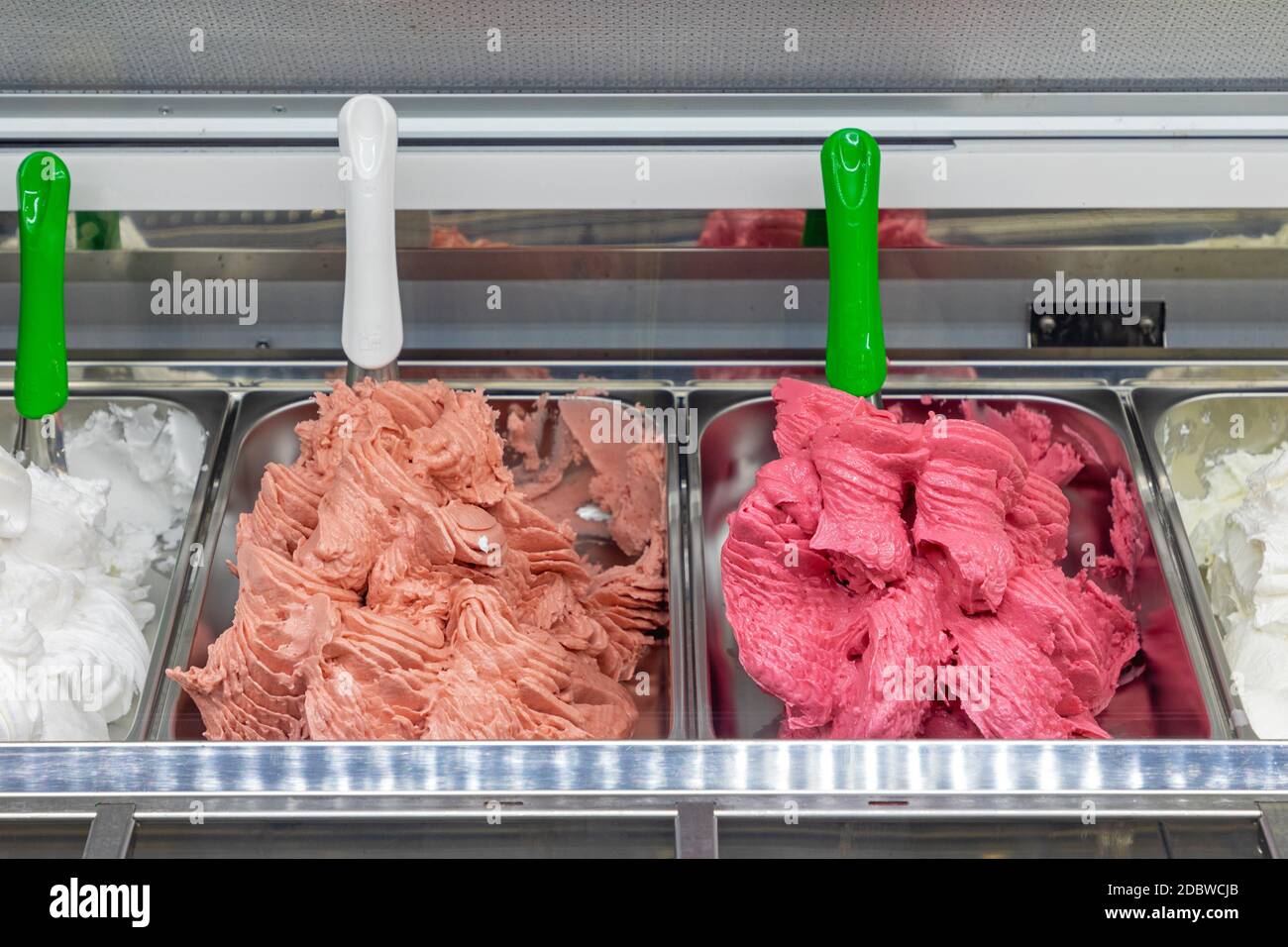 Italian Style Ice Cream Selection in Display Freezer Stock Photo - Alamy