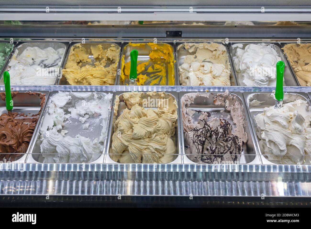 Italian Style Ice Cream Selection in Display Freezer Stock Photo - Alamy