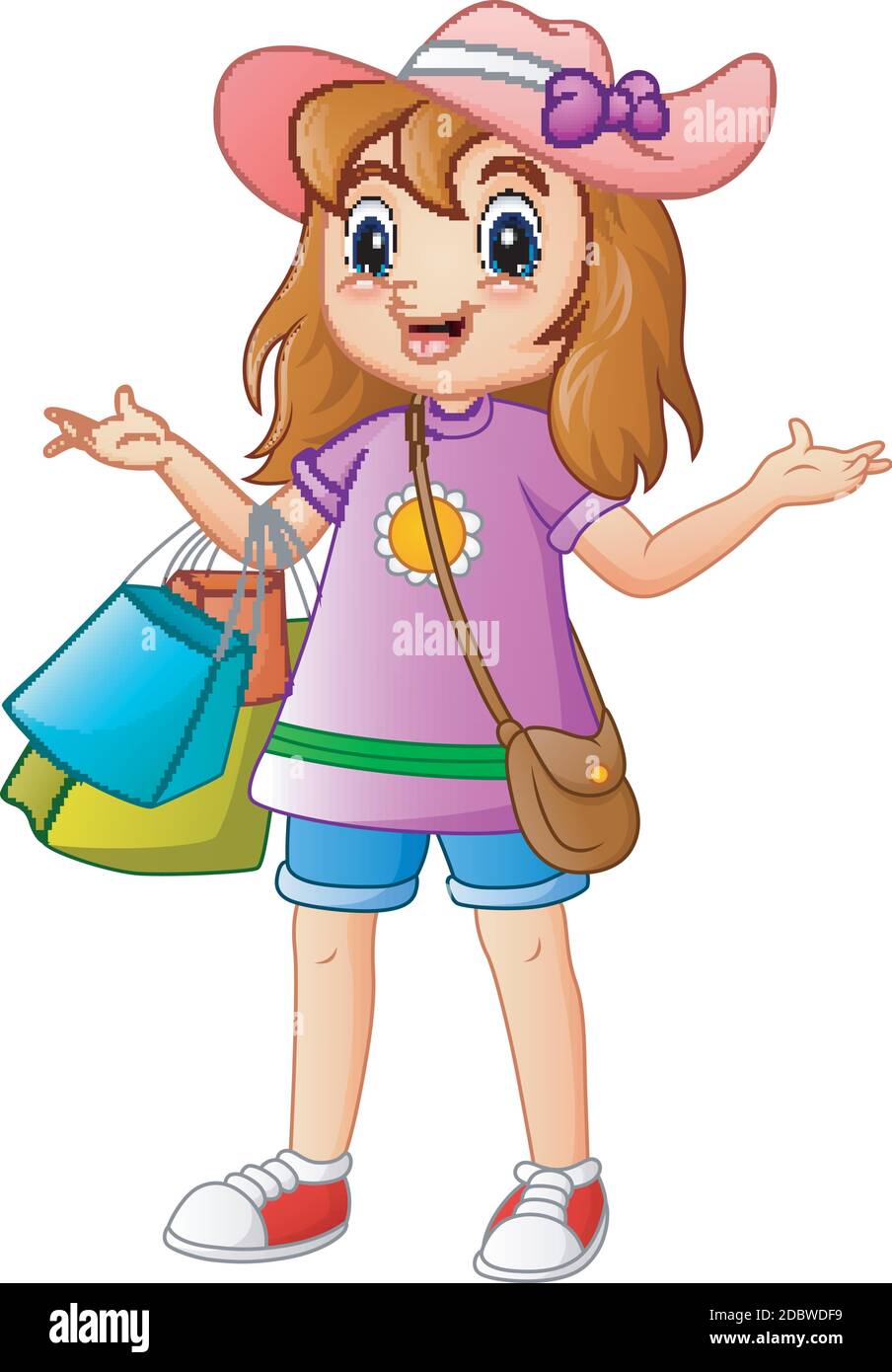 Vector illustration of Shopping girl cartoon Stock Vector Image & Art ...