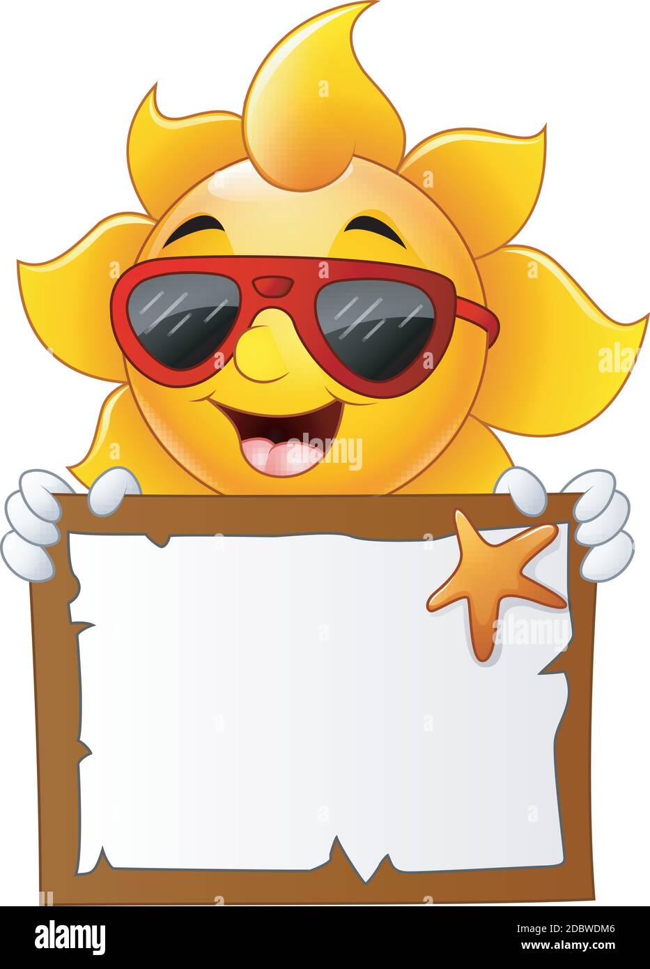 Vector illustration of Sun characters cartoon with summer billboard ...