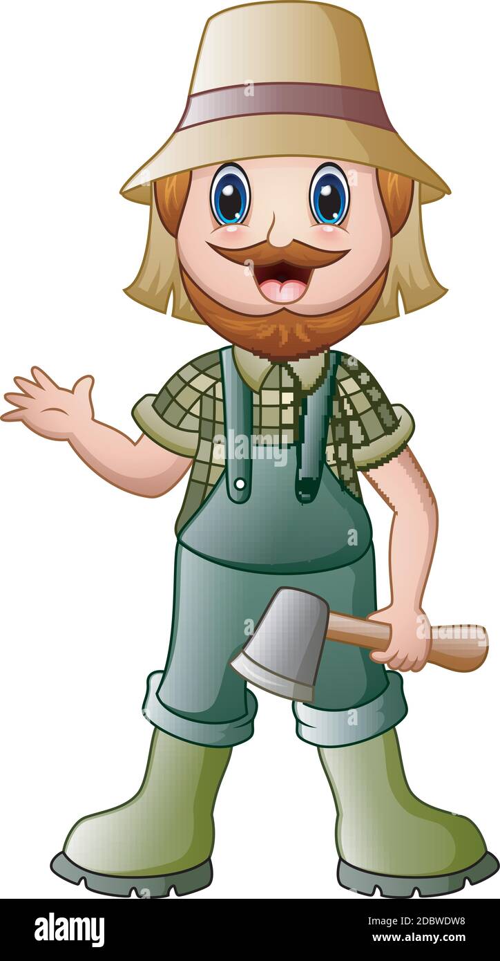Cartoon illustration boy farmer standing hi-res stock photography and ...