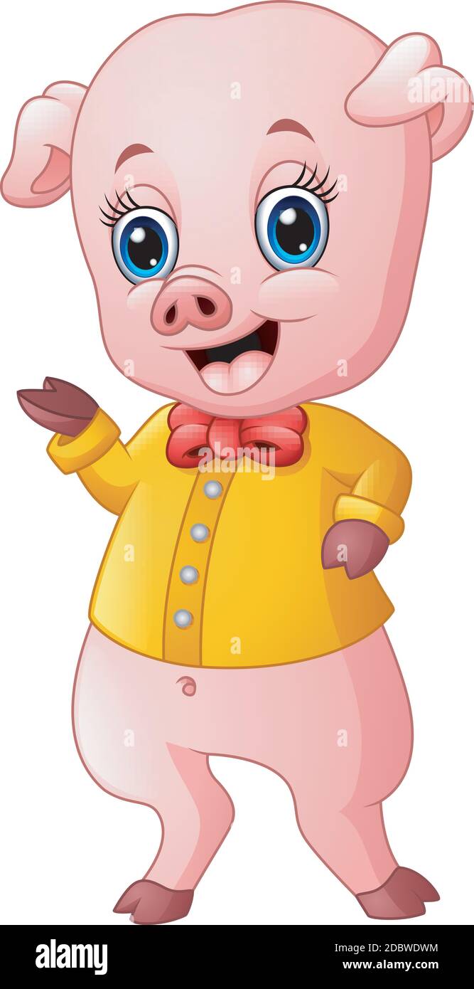 Vector illustration of Cartoon pig raising his arms Stock Vector Image ...