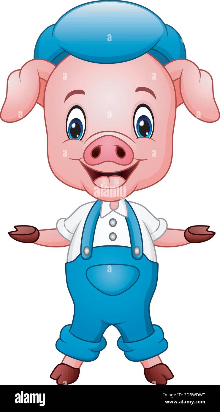Vector illustration of Cute pig cartoon waving Stock Vector Image & Art ...