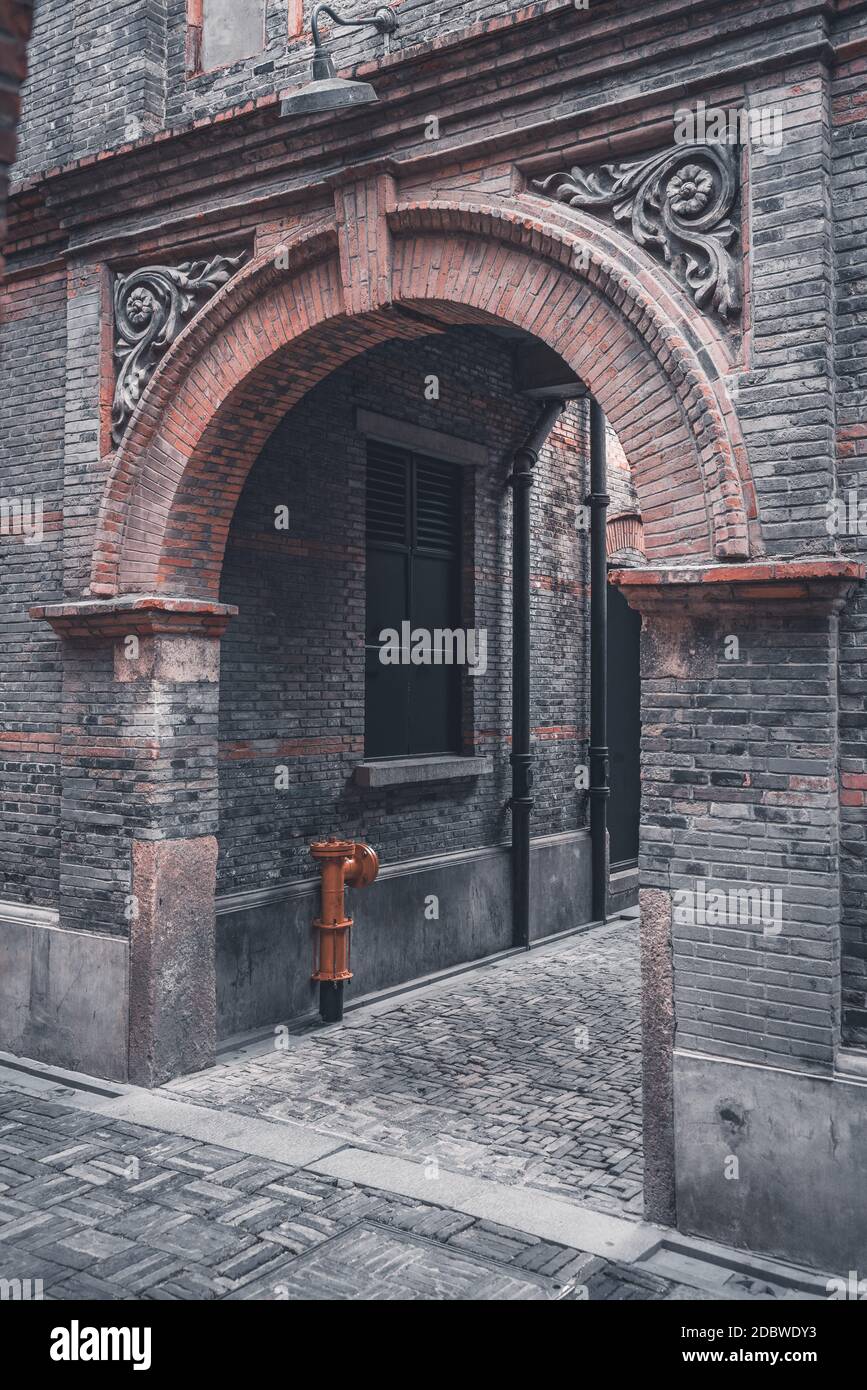 The architecture detail at Xintiandi, the landmark in Shanghai, China ...