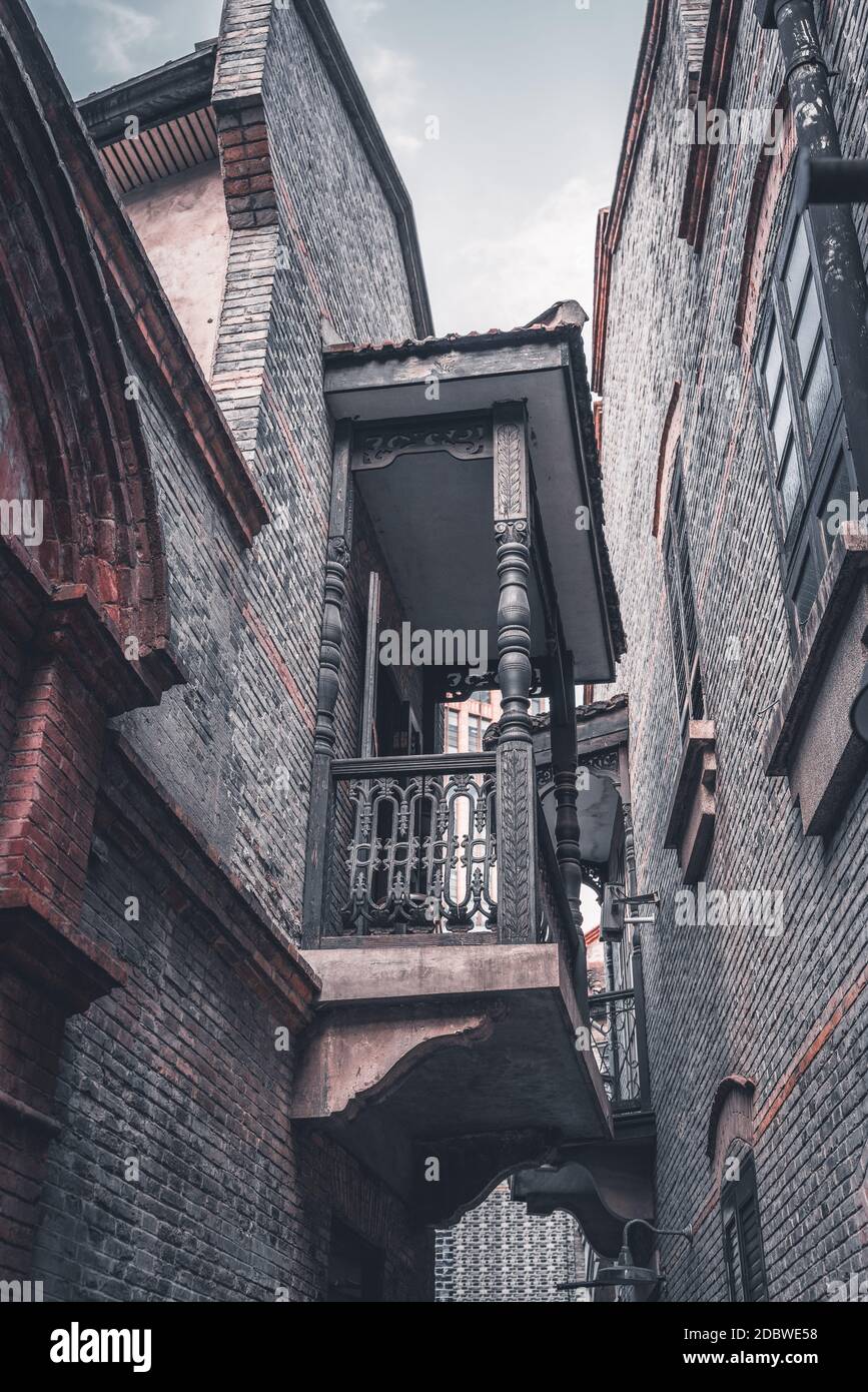 The architecture detail at Xintiandi, the landmark in Shanghai, China ...