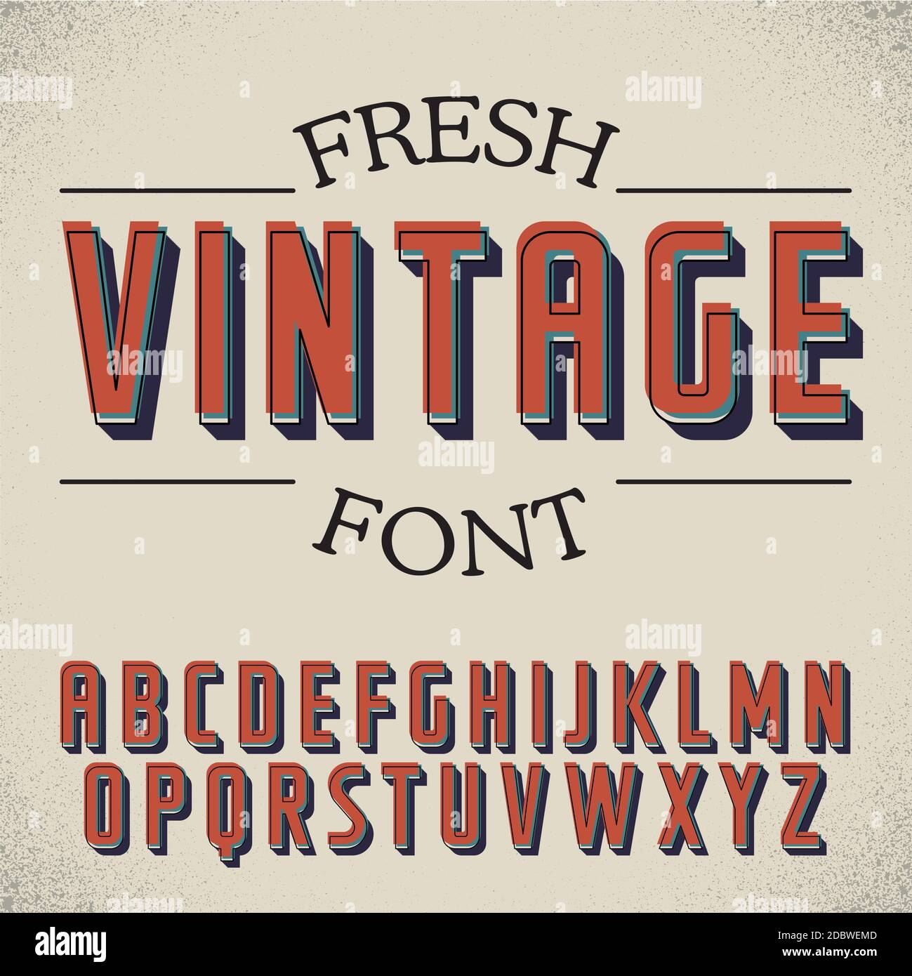 Fresh Vintage Font Poster on dusty noise background vector illustration ...