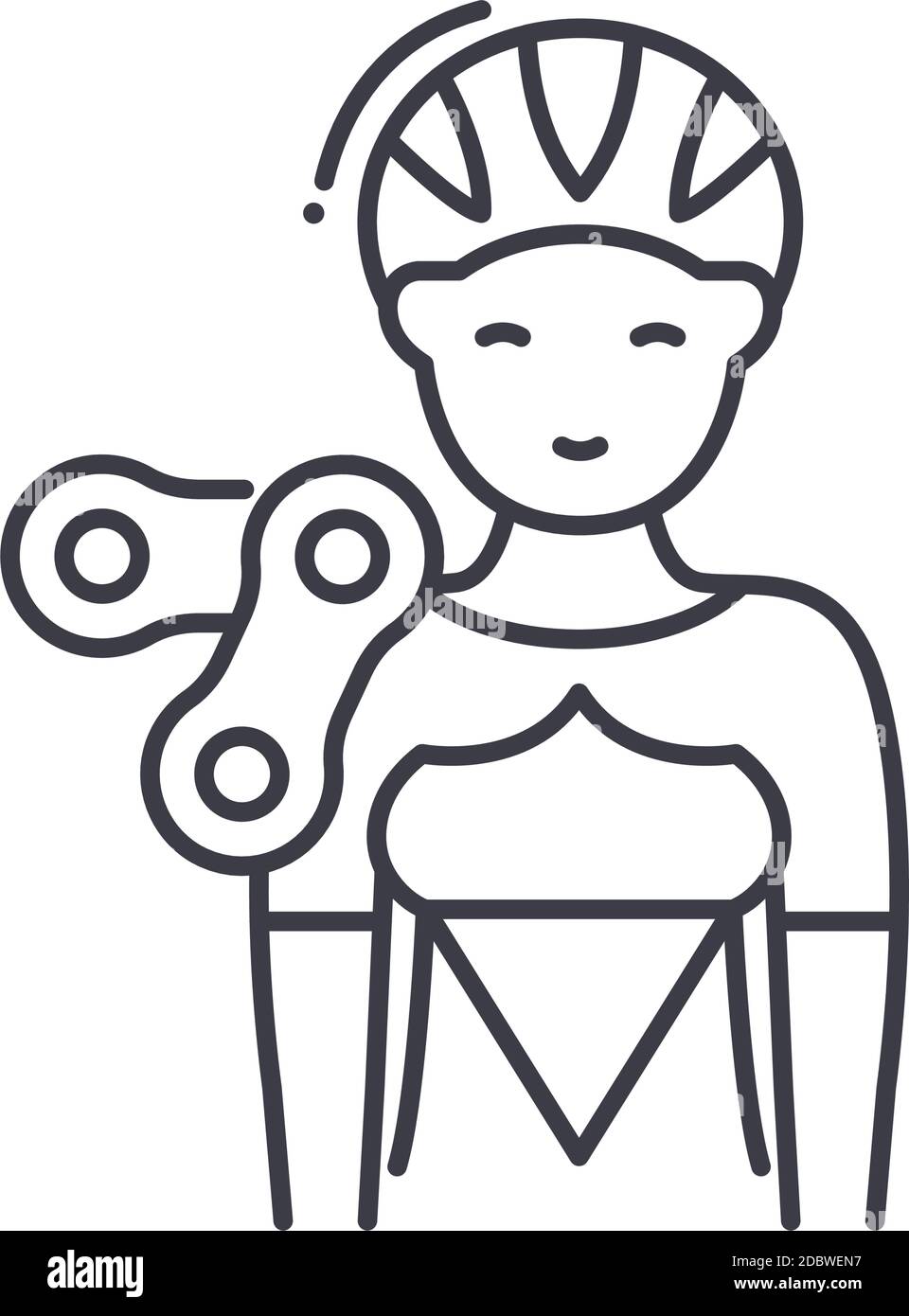 Woman cycling icon, linear isolated illustration, thin line vector, web ...