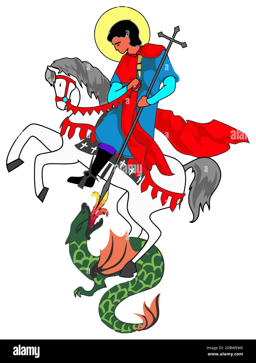st george legend warrior dragon illustration Stock Photo - Alamy