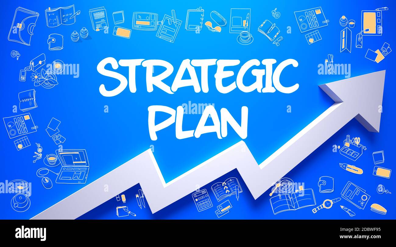Strategic Plan Inscription on the Modern Line Style Illustation. with ...