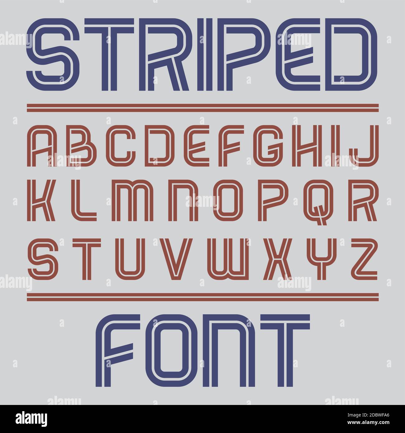 Striped Label Font Poster with alphabet on grey background vector ...