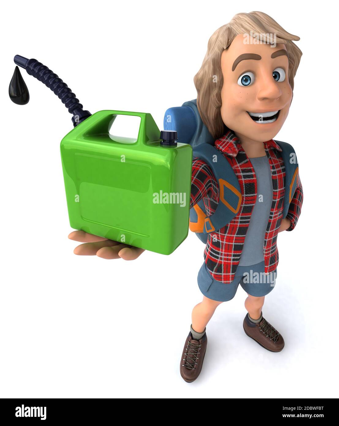 Fun backpacker cartoon guy Stock Photo - Alamy