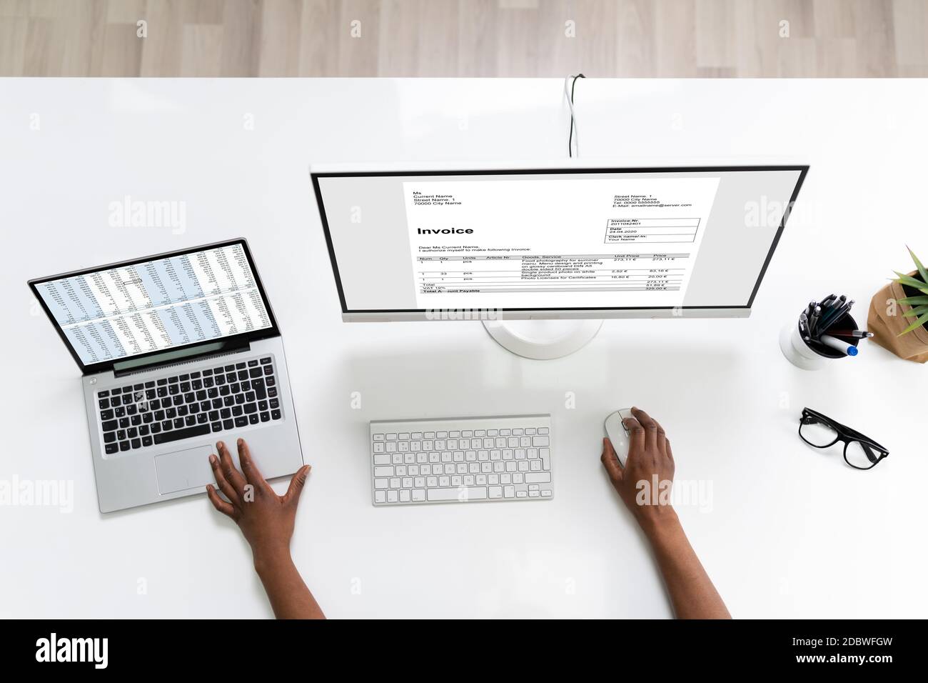 Online Electronic Invoice Management On Desktop Computer Stock Photo ...