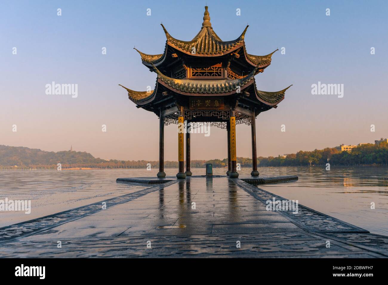 Jixian pavilion, the landmark at the West Lake in Hangzhou, China Stock ...