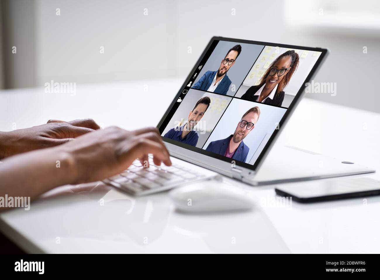 Online Video Conference Work Call Or Webinar Stock Photo - Alamy